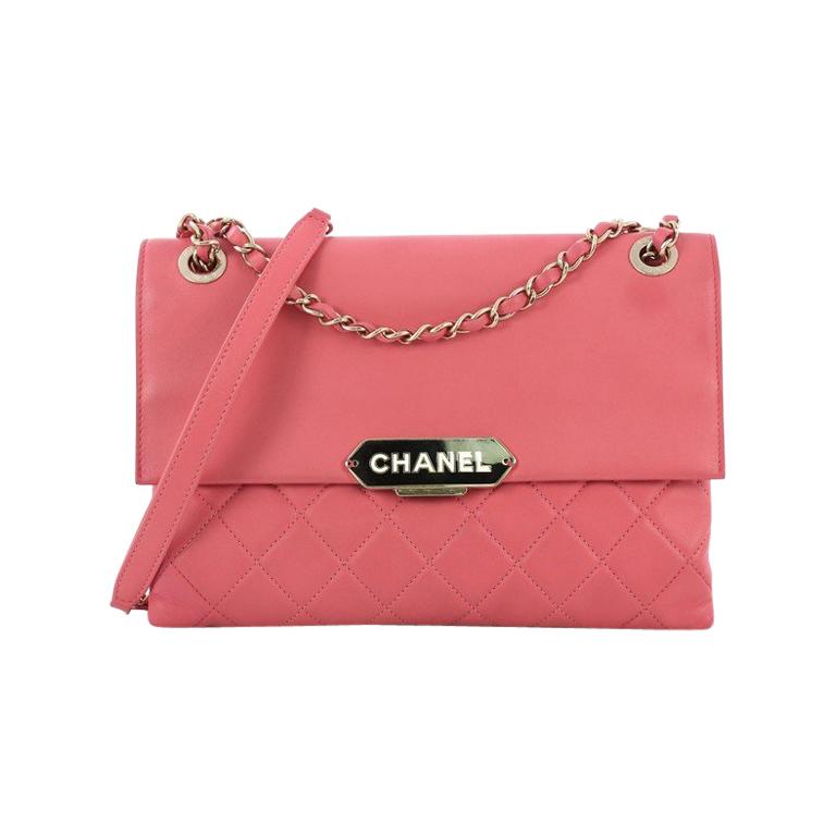 Chanel Retro Label Flap Bag Quilted Lambskin Large at 1stDibs