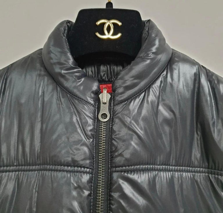 Chanel Reversible Red Black CC Logo Puffer Jacket For Sale at 1stDibs