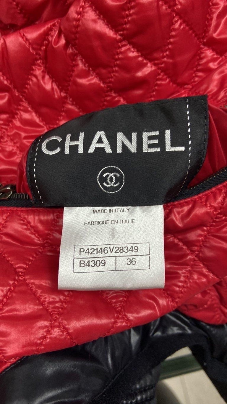 Chanel Reversible Red Black CC Logo Puffer Jacket For Sale at 1stDibs