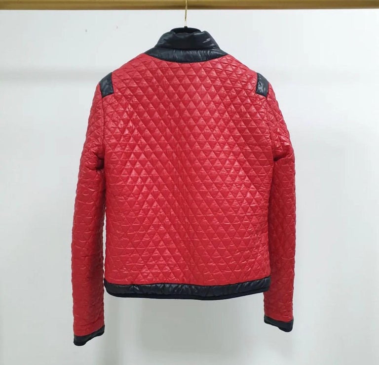 Chanel Reversible Red Black CC Logo Puffer Jacket For Sale at 1stDibs