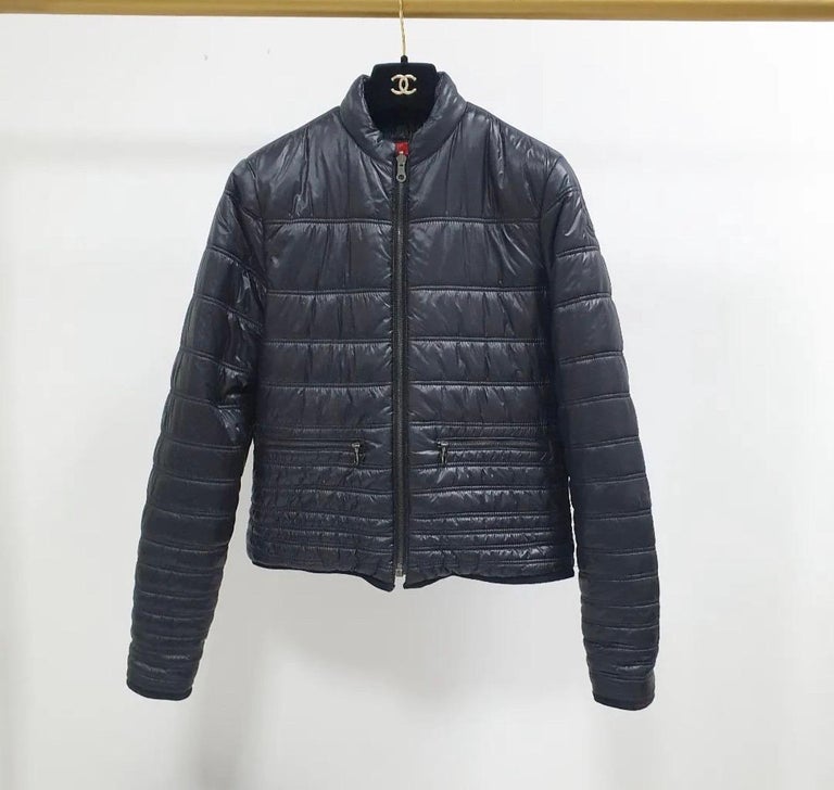 Chanel Reversible Red Black CC Logo Puffer Jacket For Sale at 1stDibs