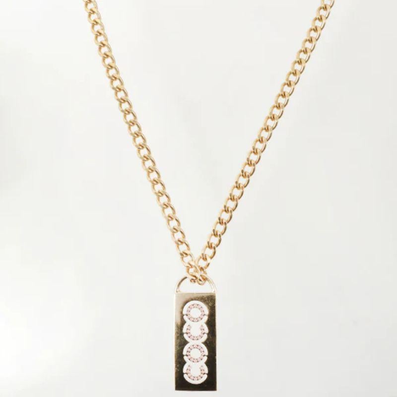 Chanel Rhinestone CC Plate Chain Necklace Soft Pink, 2002 For Sale at ...