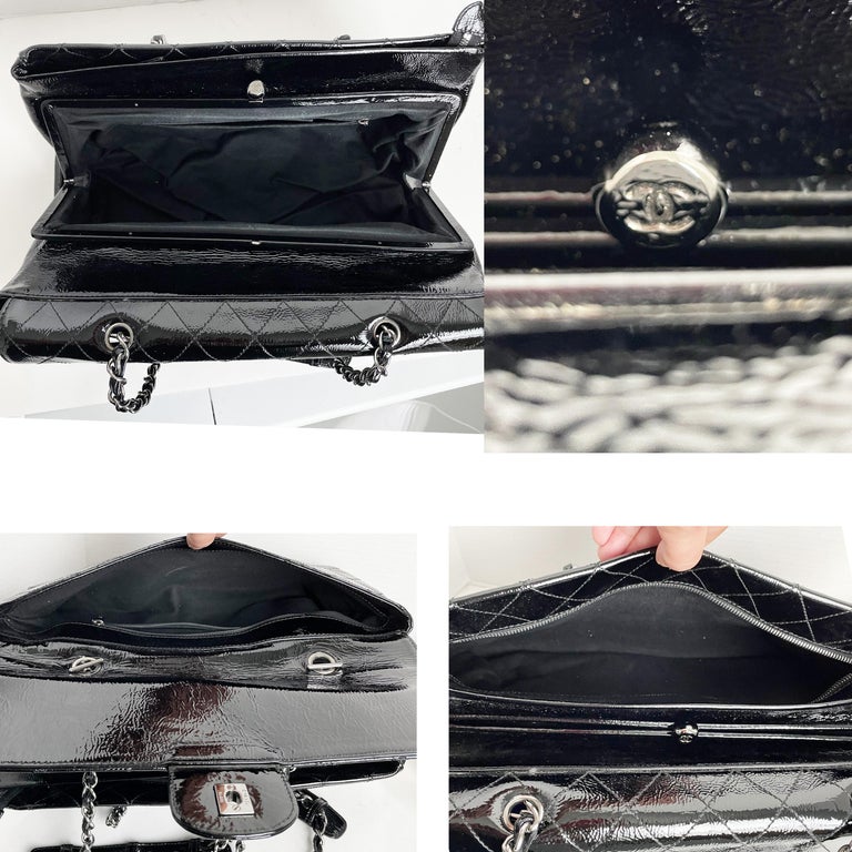 Chanel Ritz Shoulder Bag Convertible Clutch Black Matelasse Patent ...