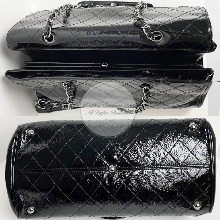 Chanel Ritz Shoulder Bag Convertible Clutch Black Matelasse Patent ...