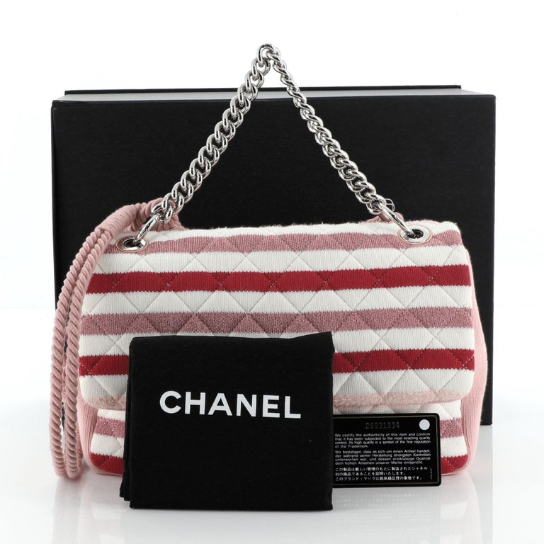 Chanel Rope Flap Bag Quilted Striped Jersey Medium at 1stDibs