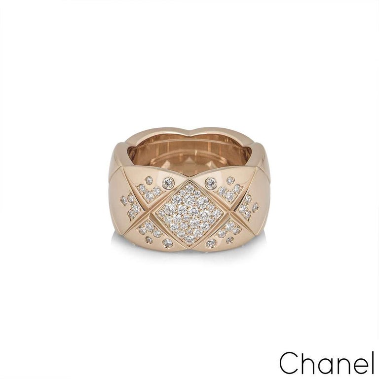 Chanel Rose Gold Diamond Coco Crush Ring J11100 at 1stDibs | chanel platinum
