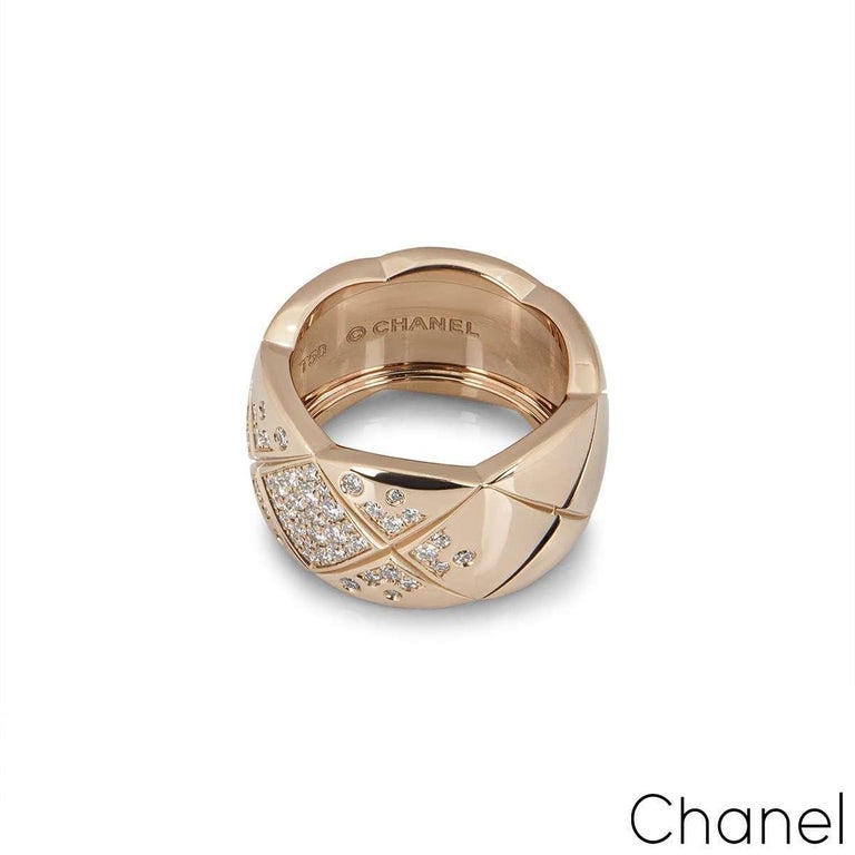 Chanel Rose Gold Diamond Coco Crush Ring J11100 at 1stDibs | chanel platinum