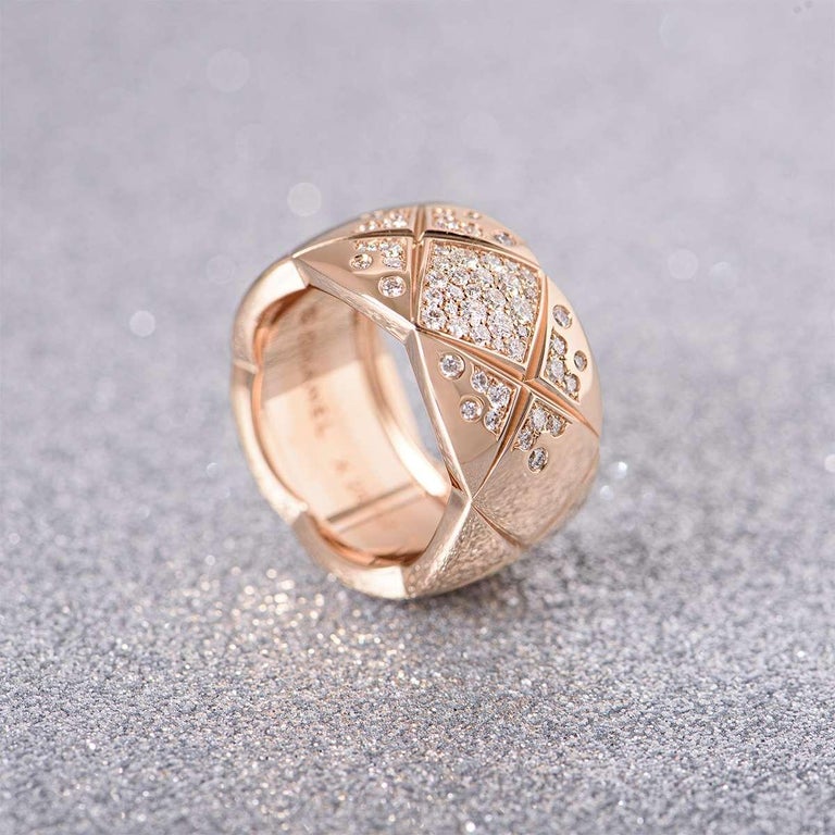 Chanel Rose Gold Diamond Coco Crush Ring J11100 at 1stDibs | chanel platinum