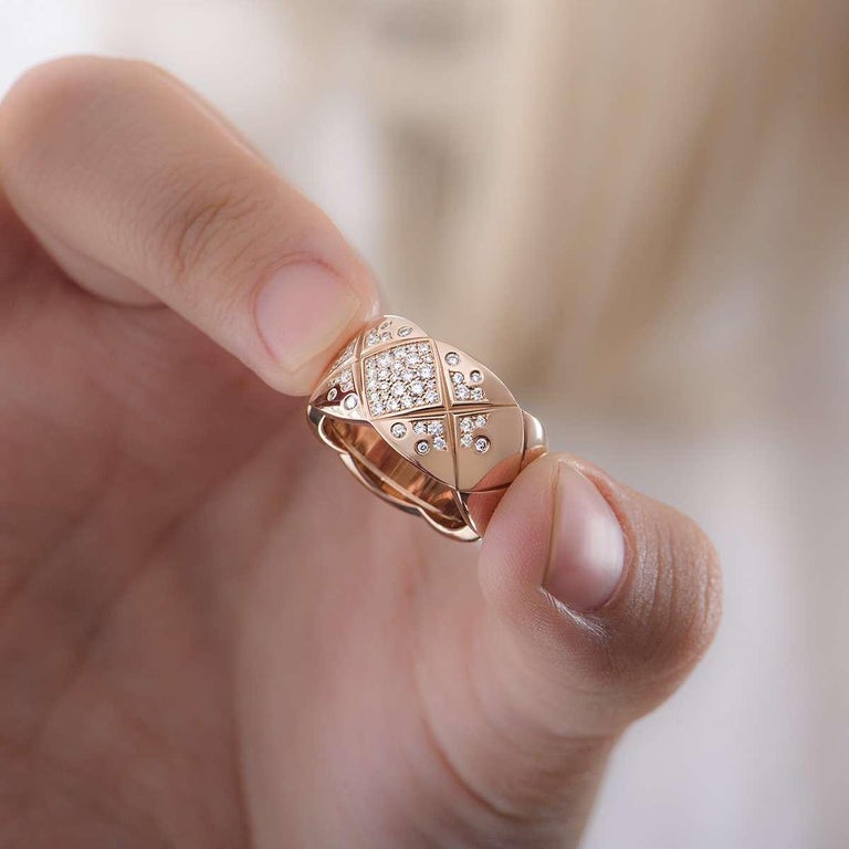 Chanel Rose Gold Diamond Coco Crush Ring J11100 at 1stDibs | chanel platinum