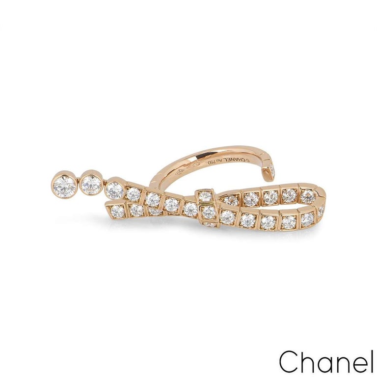 Chanel Rose Gold Diamond Ruban Ring J11863 For Sale at 1stDibs