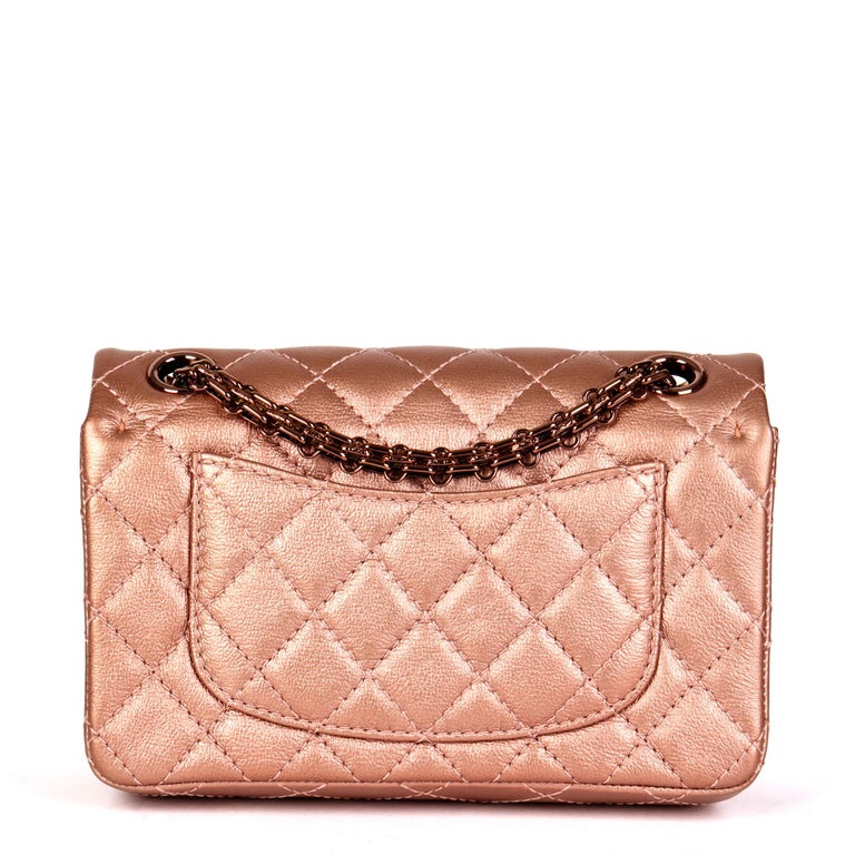 CHANEL Rose Gold Metallic Aged Calfskin Leather 224 2.55 Reissue Double ...