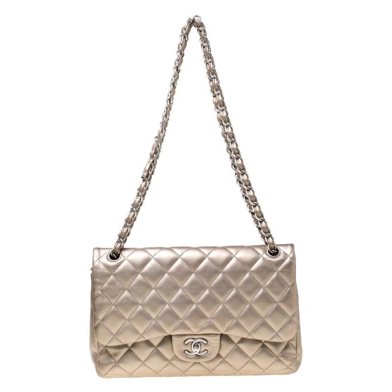 Chanel Rose Gold Quilted Leather Jumbo Classic Double Flap Bag For Sale ...