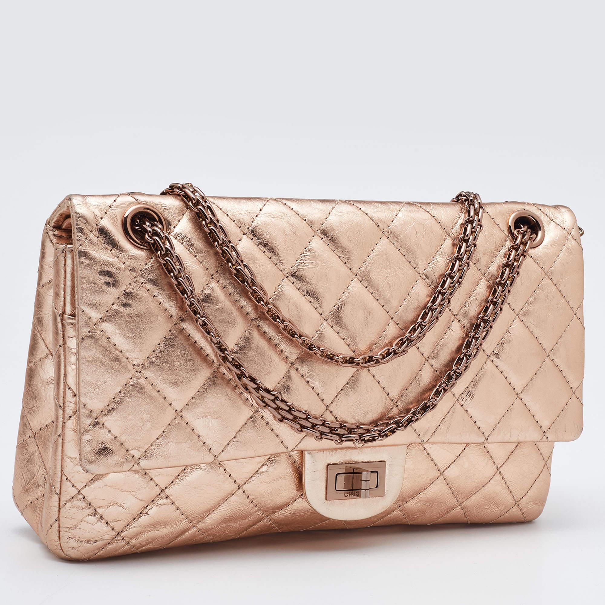 Chanel Rose Gold Quilted Leather Reissue 2.55 Classic 226 Flap Bag For ...