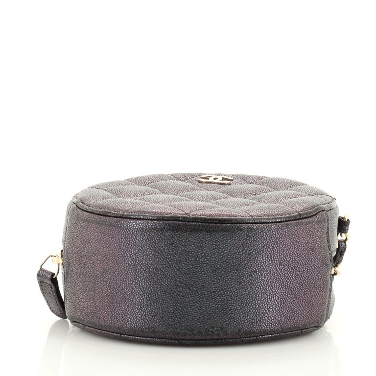 Chanel Round Clutch with Chain Quilted Caviar Mini at 1stDibs