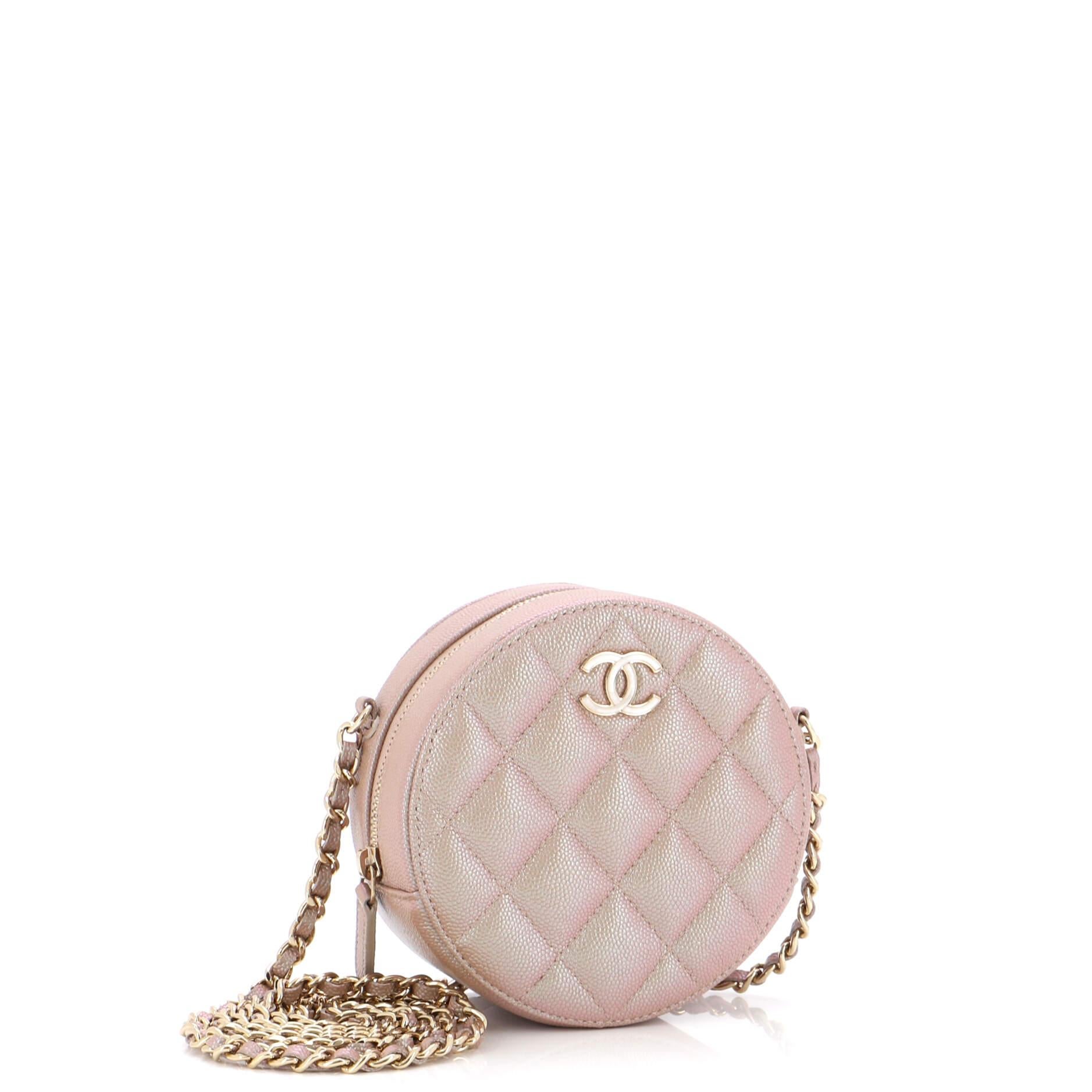 Chanel Round Clutch with Chain Quilted Iridescent Caviar Mini For Sale ...