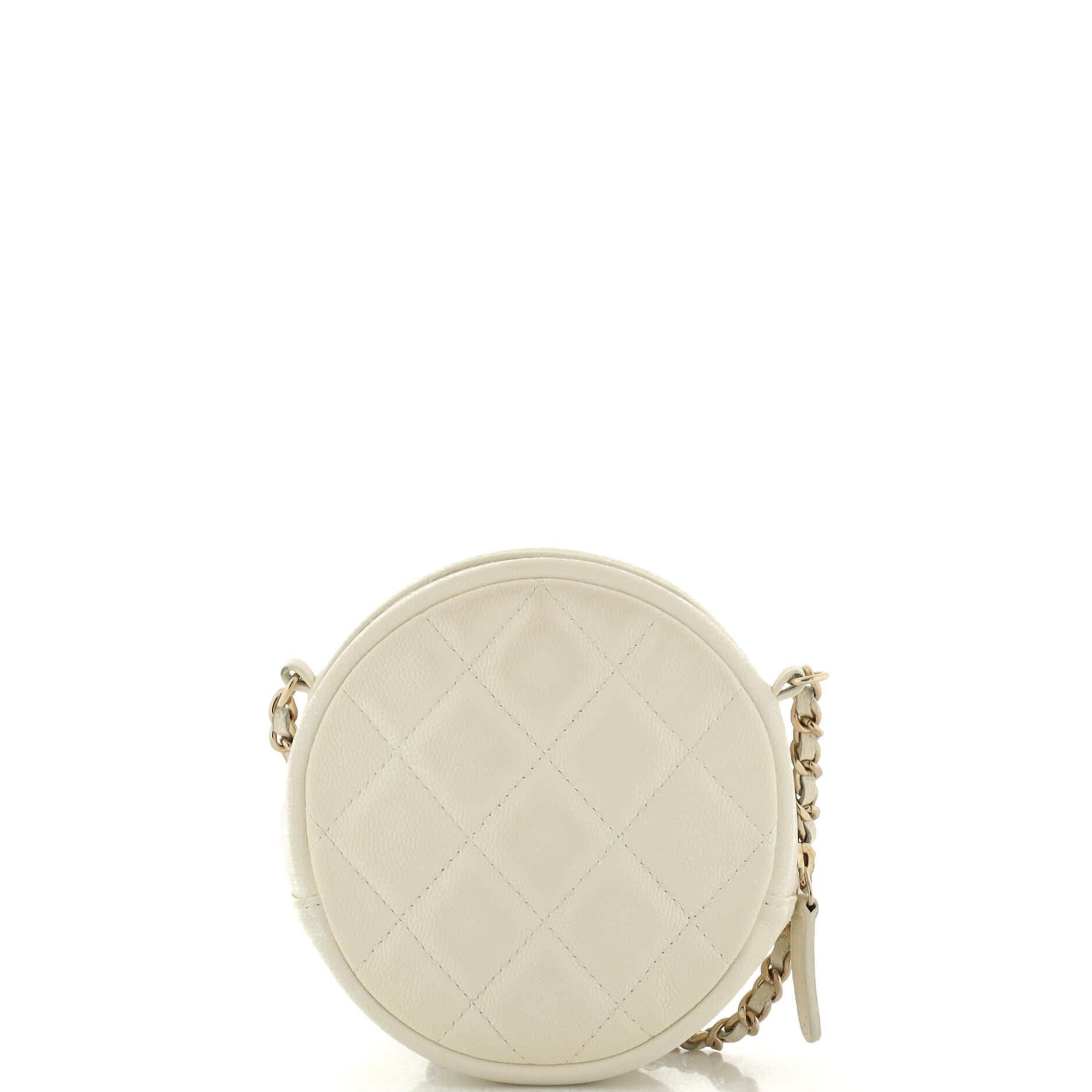 Chanel Round Clutch with Chain Quilted Iridescent Caviar Mini For Sale ...