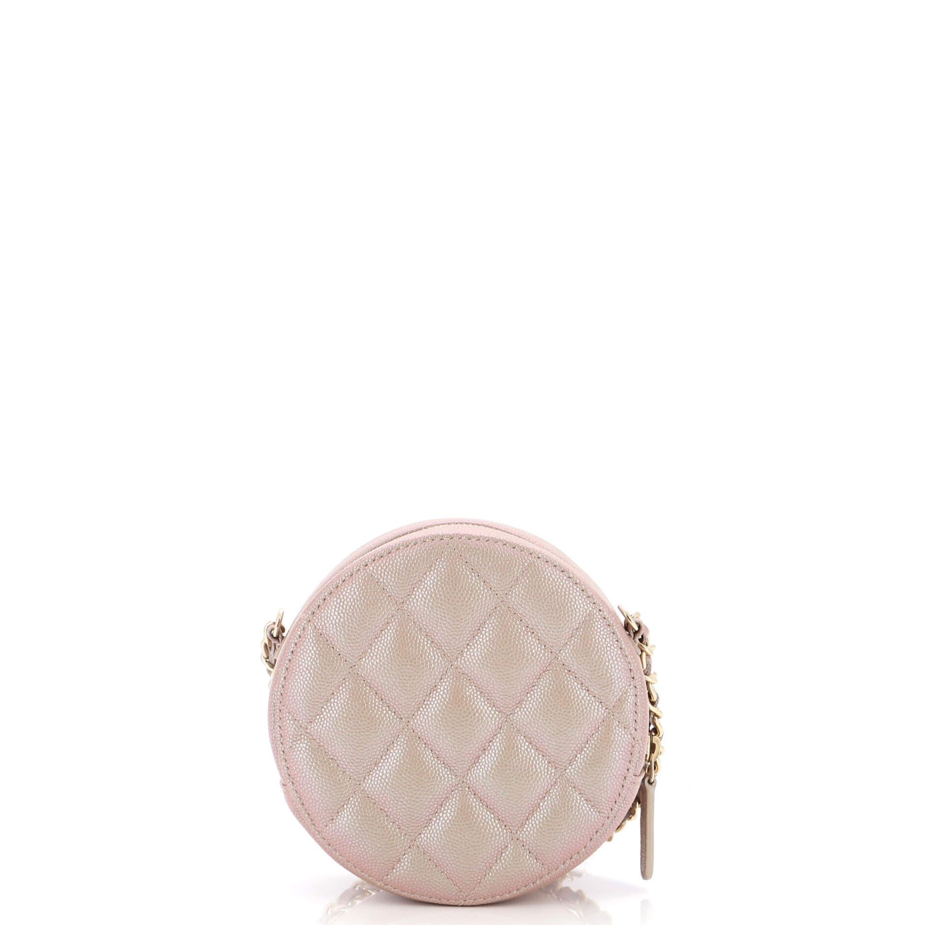 Chanel Round Clutch with Chain Quilted Iridescent Caviar Mini For Sale ...