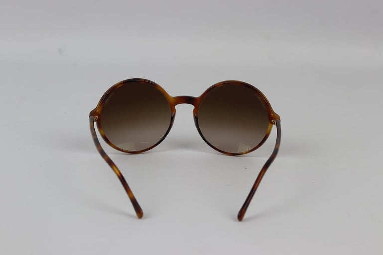 Chanel Round Frame Tortoiseshell Acetate Sunglasses For Sale at 1stDibs