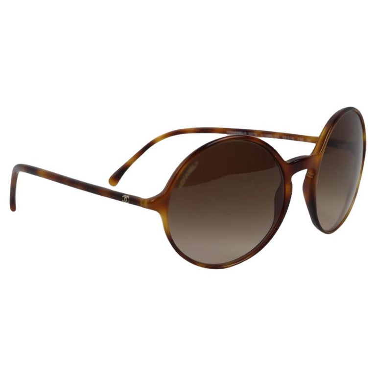 Chanel Round Frame Tortoiseshell Acetate Sunglasses For Sale at 1stDibs