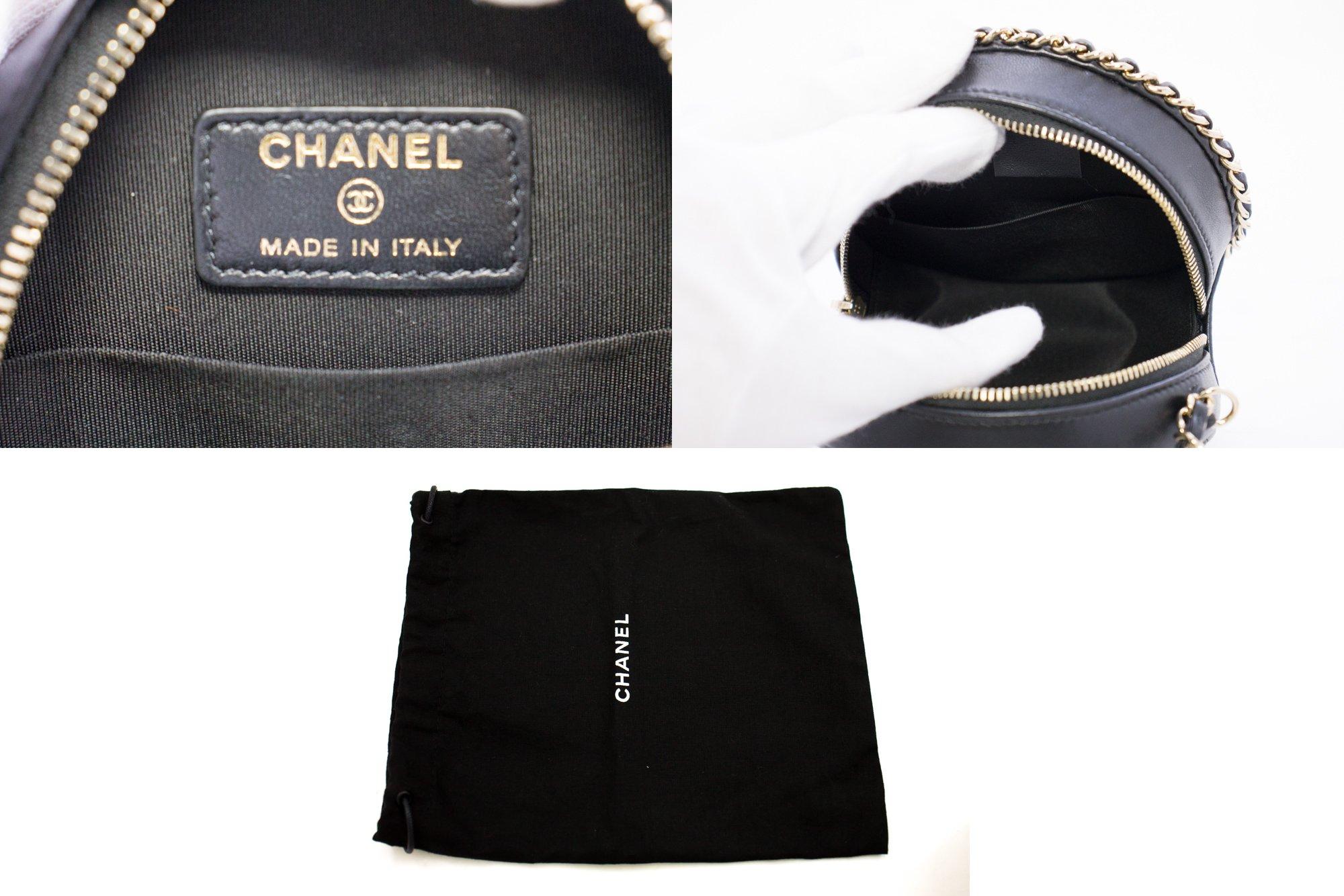 CHANEL Round Mini Small Chain Shoulder Crossbody Bag Black Quilted For ...