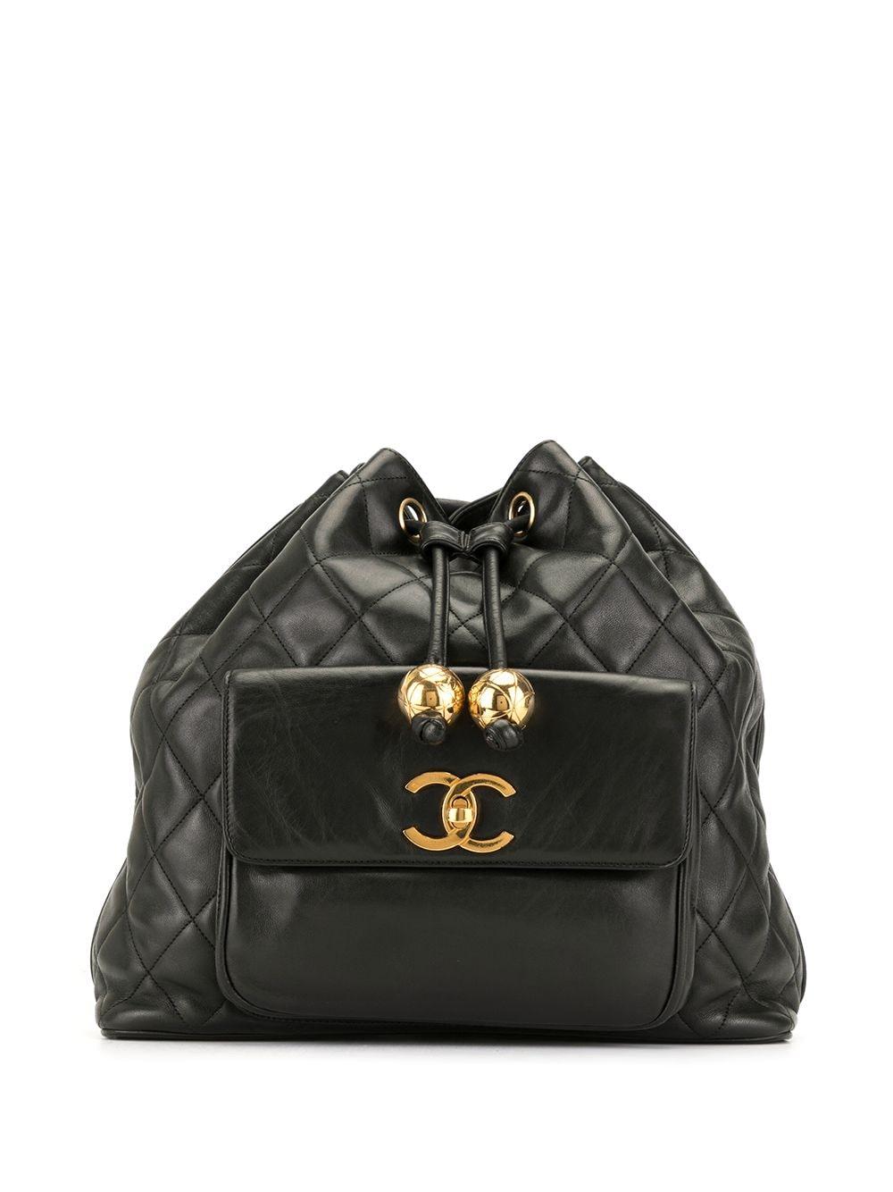 Chanel Rucksack Diamond Quilted Drawstring Bucket Backpack For Sale at ...