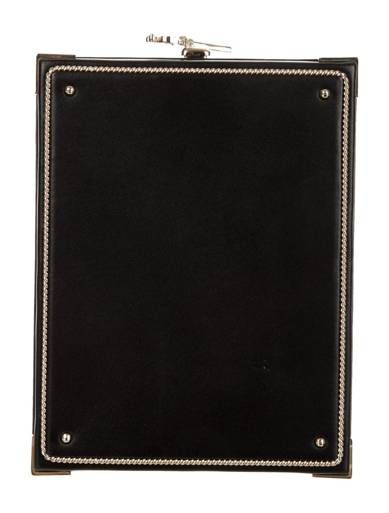 Chanel Runway Black Leather Ritz Gold KissLock Square Box Evening ...