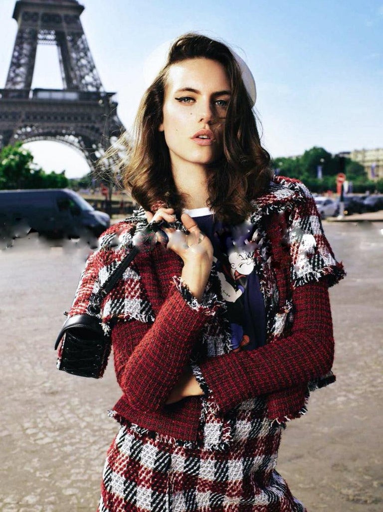 Chanel Runway Burgundy Red Tweed Jacket For Sale at 1stDibs