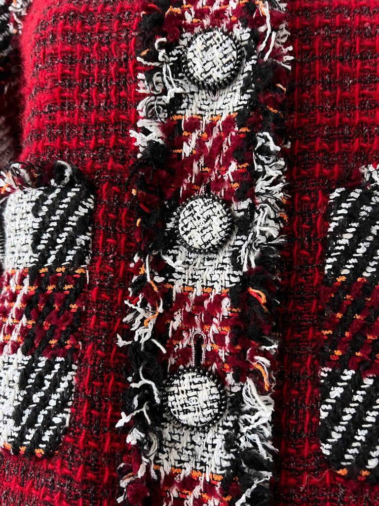 Chanel Runway Burgundy Red Tweed Jacket For Sale at 1stDibs