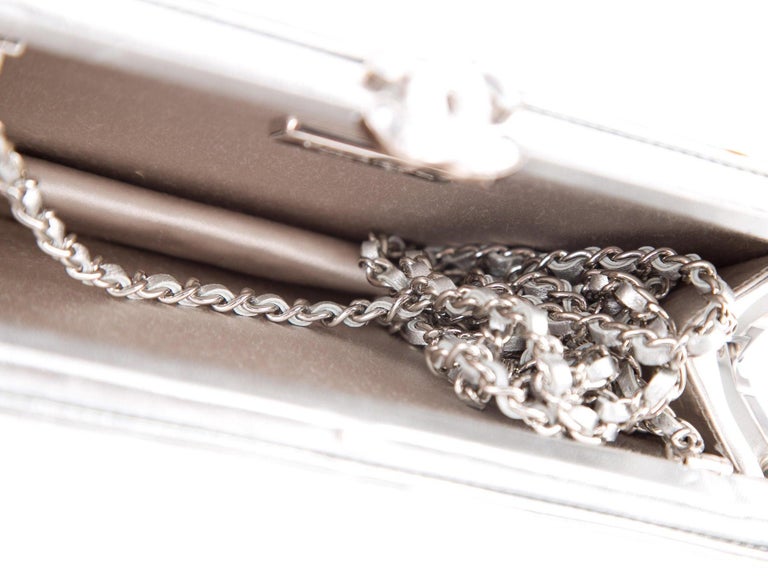 Chanel Runway Clear Plexi Block Cube Silver Leather Evening Clutch ...