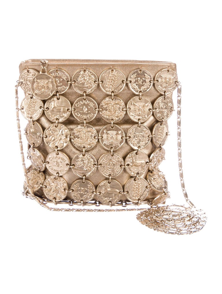 Chanel Runway Gold Bronze Metal Leather Coin Evening Small Pochette ...