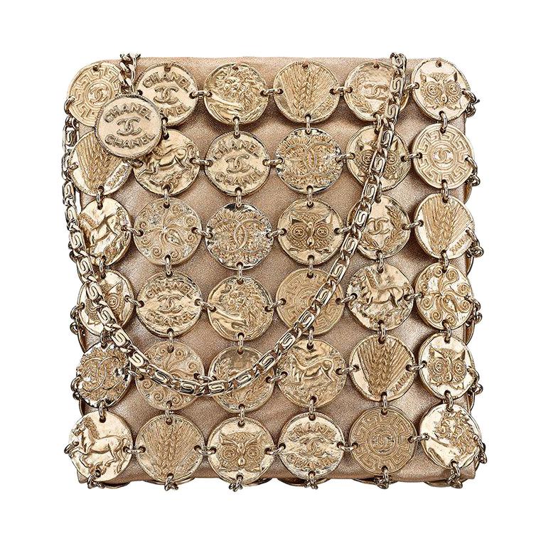 Chanel Runway Gold Bronze Metal Leather Coin Evening Small Pochette ...