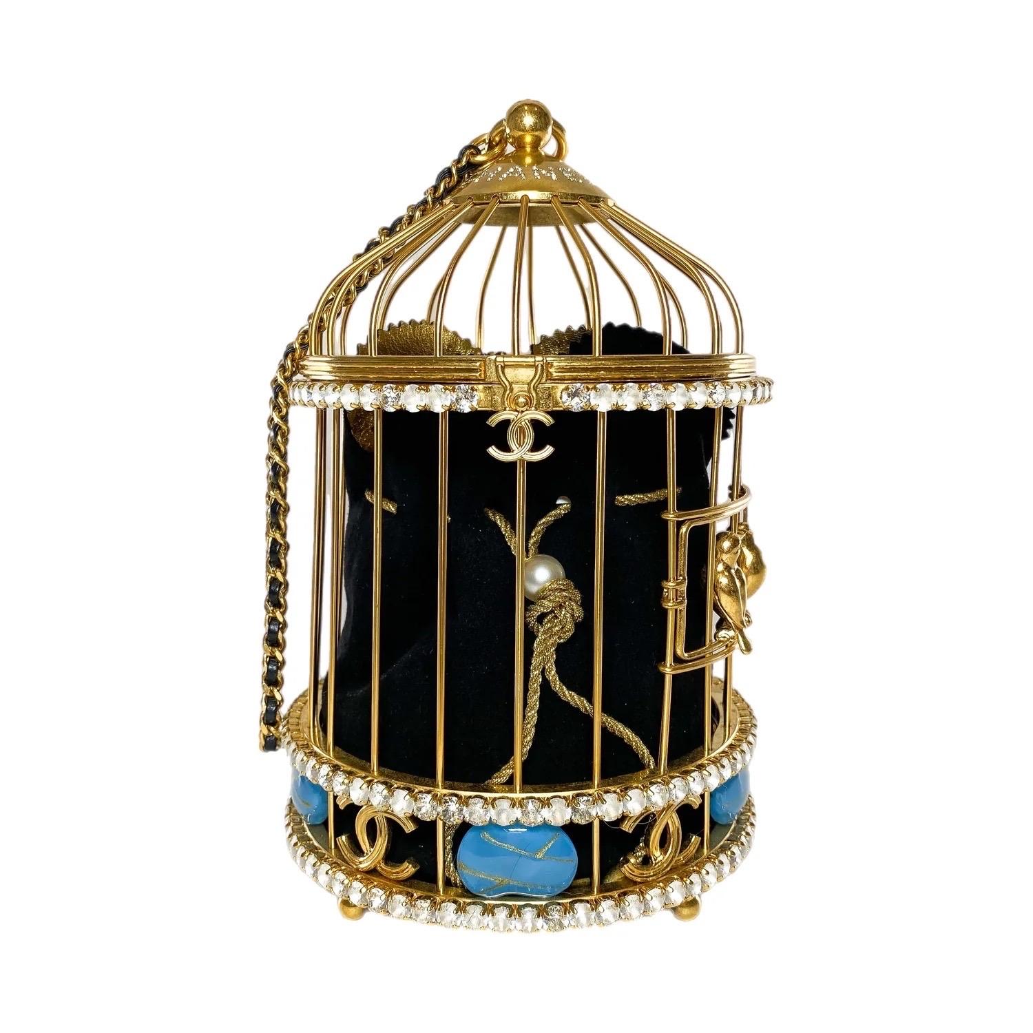 Chanel Runway Gold Crystal Birdcage Minaudière For Sale at 1stDibs
