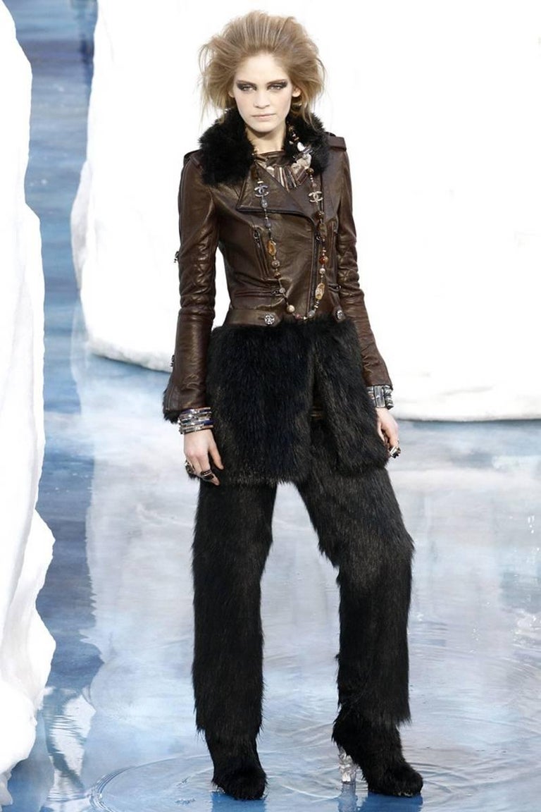 Chanel Runway Leather and Faux Fur Biker Coat, Fall-Winter 2010-2011 at ...