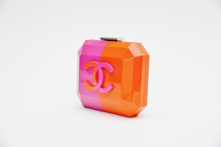 Chanel Runway Minaudière Ombre Pink and Orange Hard Shell Handbag ...
