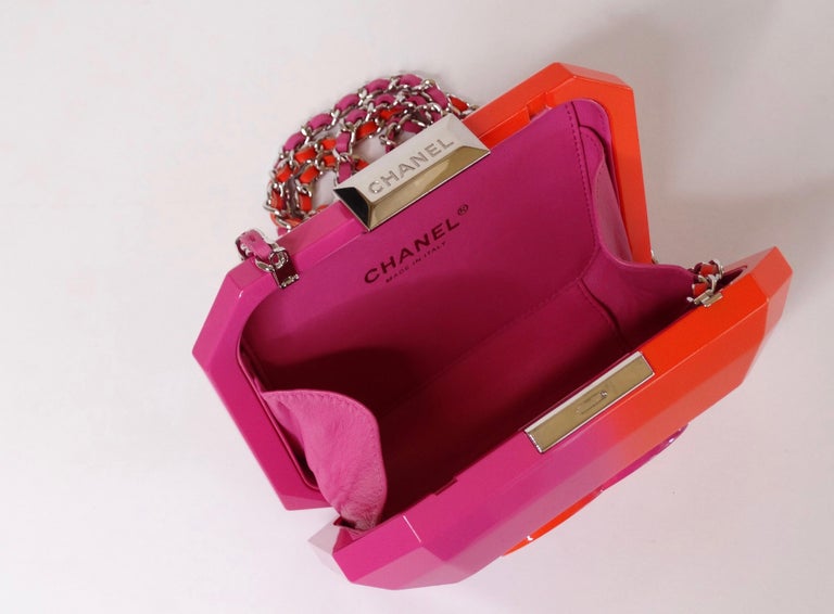 Chanel Runway Minaudière Ombre Pink and Orange Hard Shell Handbag at ...