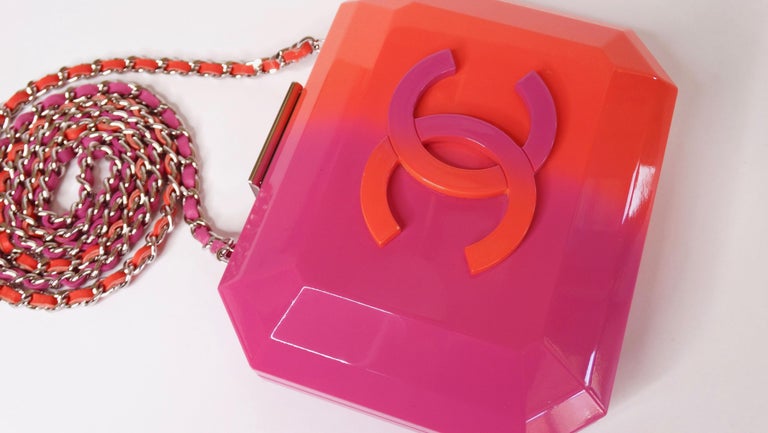 Chanel Runway Minaudière Ombre Pink and Orange Hard Shell Handbag at ...