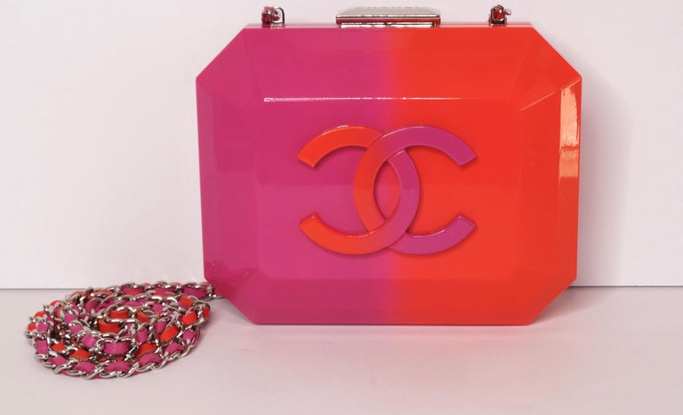 Chanel Runway Minaudière Ombre Pink and Orange Hard Shell Handbag at ...
