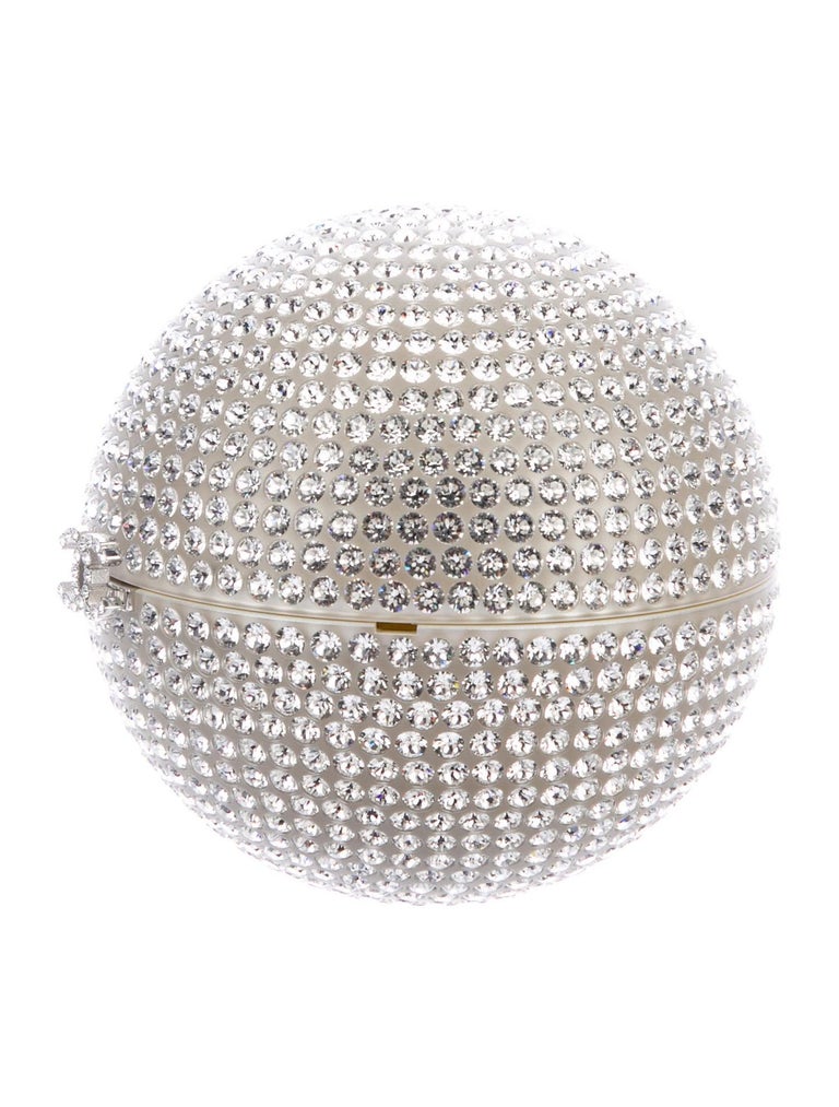 Chanel Runway Off White Round Evening Clutch Crystal Ball Shoulder Flap ...