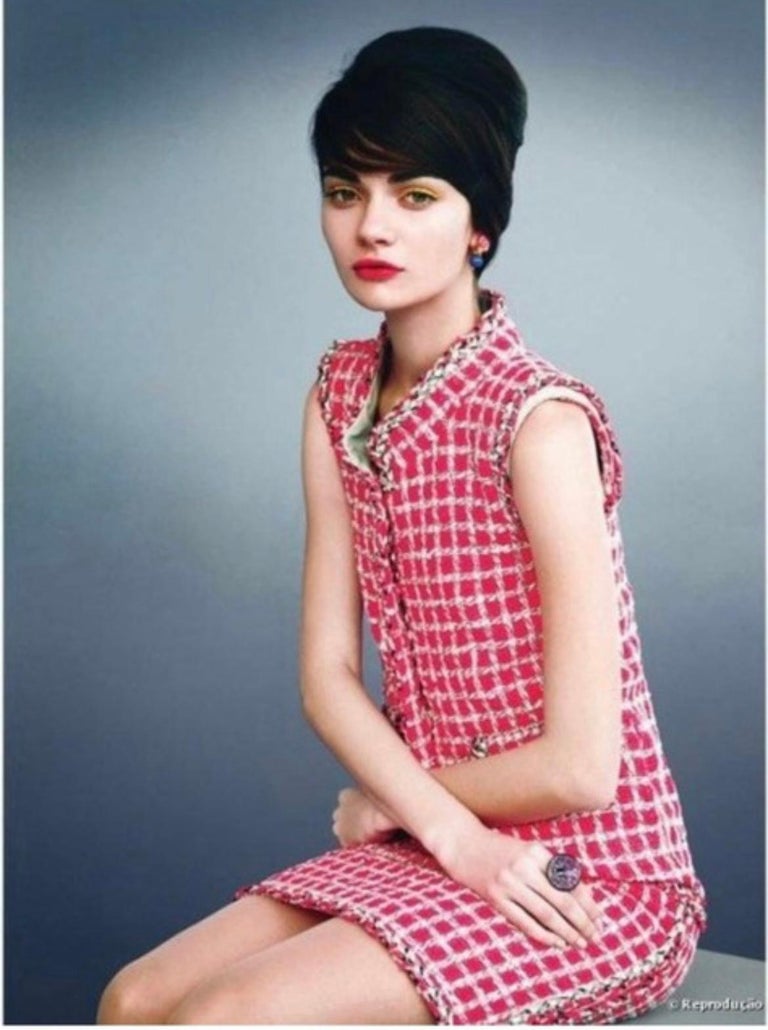 Chanel Runway Pink tweed mini dress For Sale at 1stDibs