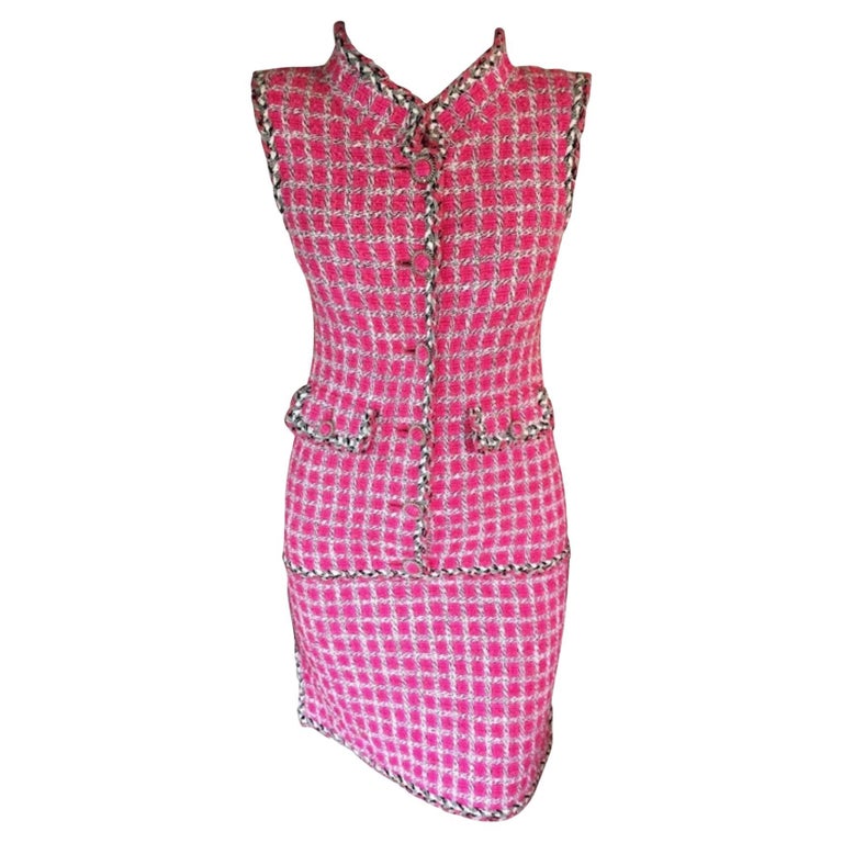 Chanel Runway Pink tweed mini dress at 1stDibs