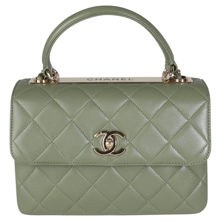 Chanel Sage Quilted Lambskin Trendy Top Handle Bag For Sale at 1stDibs