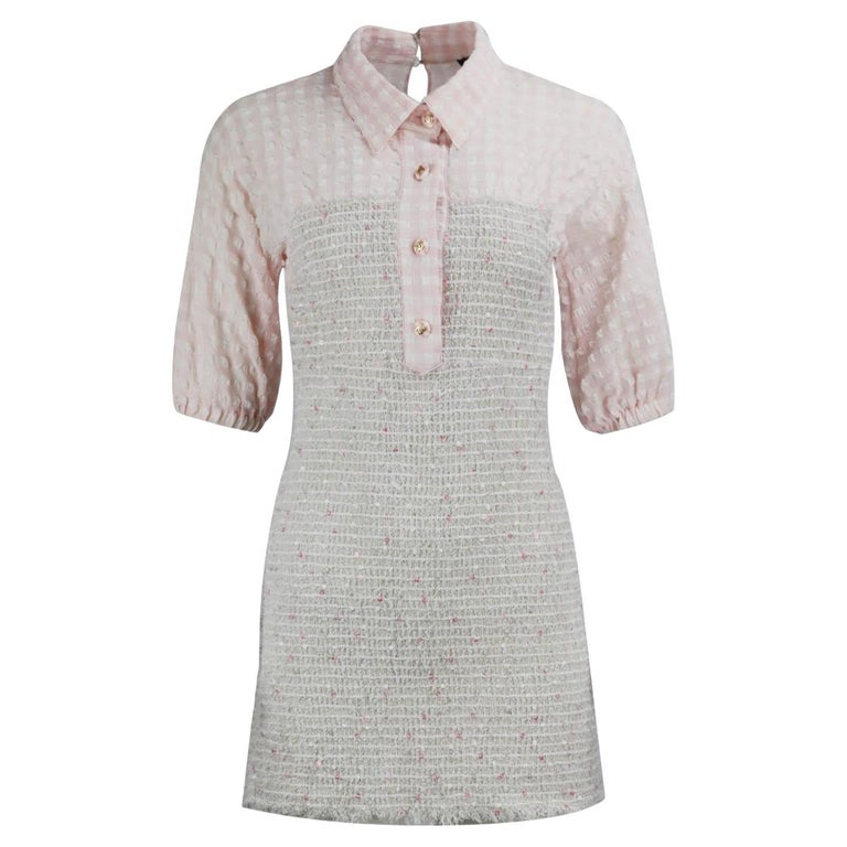 Chanel Sample Cotton Blend Tweed Mini Dress Fr 38 Uk 10 For Sale at 1stDibs