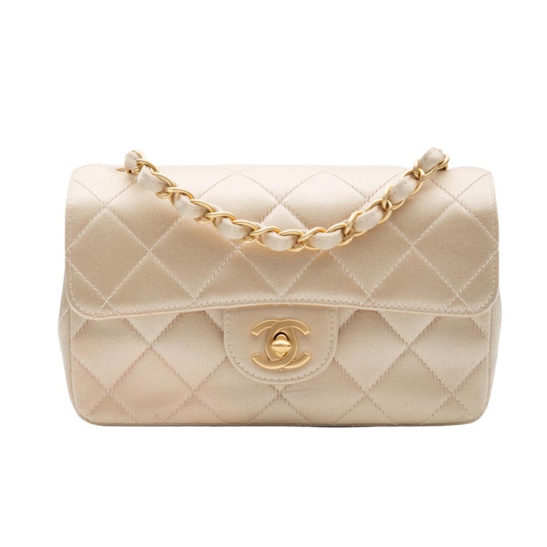 Chanel Satin Gold Timeless Classic Mini Flap Bag (Circa 2003) For Sale ...
