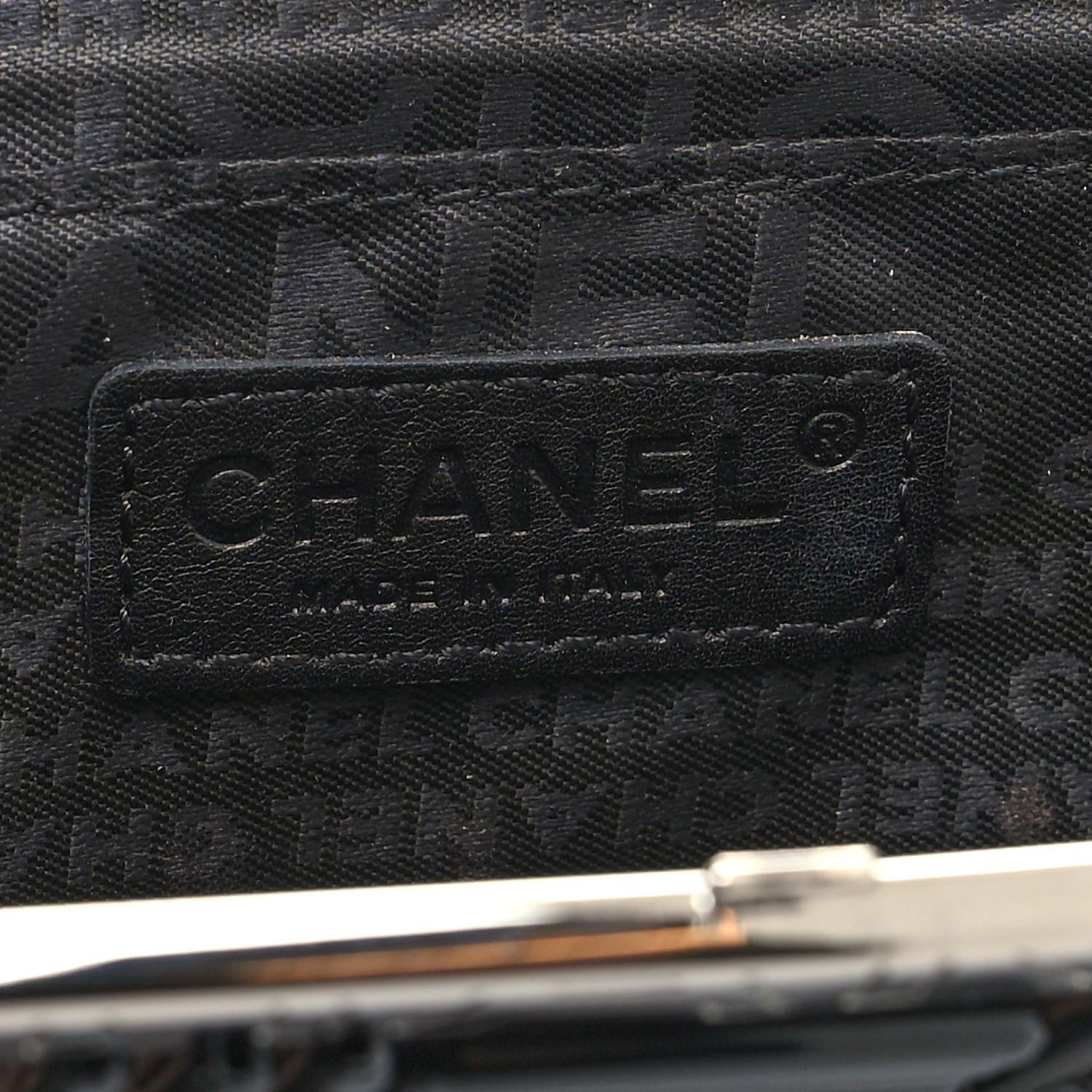 Chanel Satin Silk Beaded Taupe Beige Logo Nameplate Red Carpet Gala ...