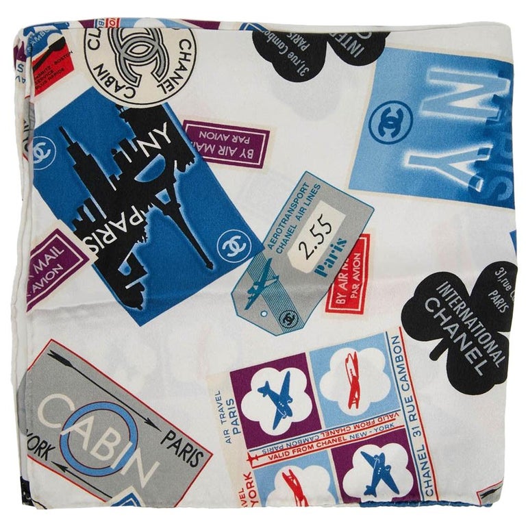 CHANEL Scarf in Multicolor Silk at 1stDibs