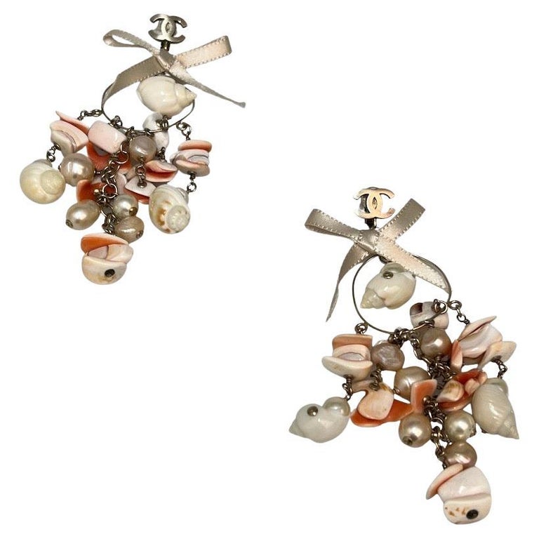CHANEL Seashell Clip-on Earrings For Sale at 1stDibs
