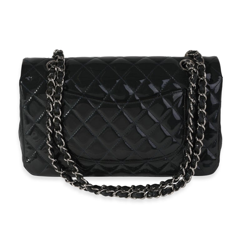 Chanel Shadow and Blue Quilted Patent Leather Medium Classic Double ...