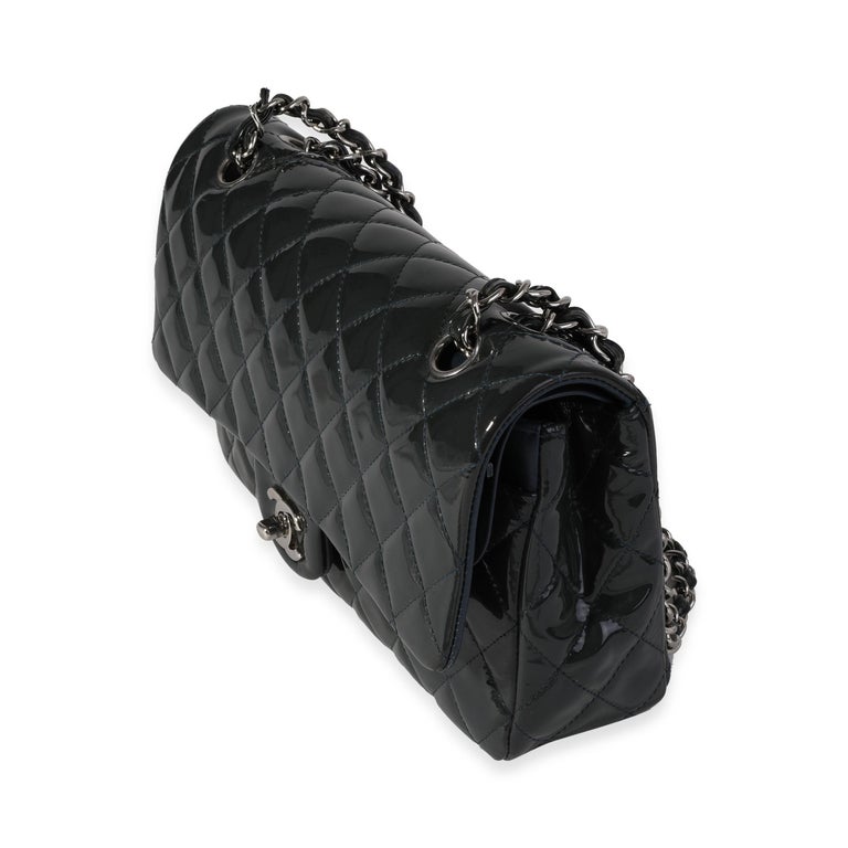 Chanel Shadow and Blue Quilted Patent Leather Medium Classic Double ...