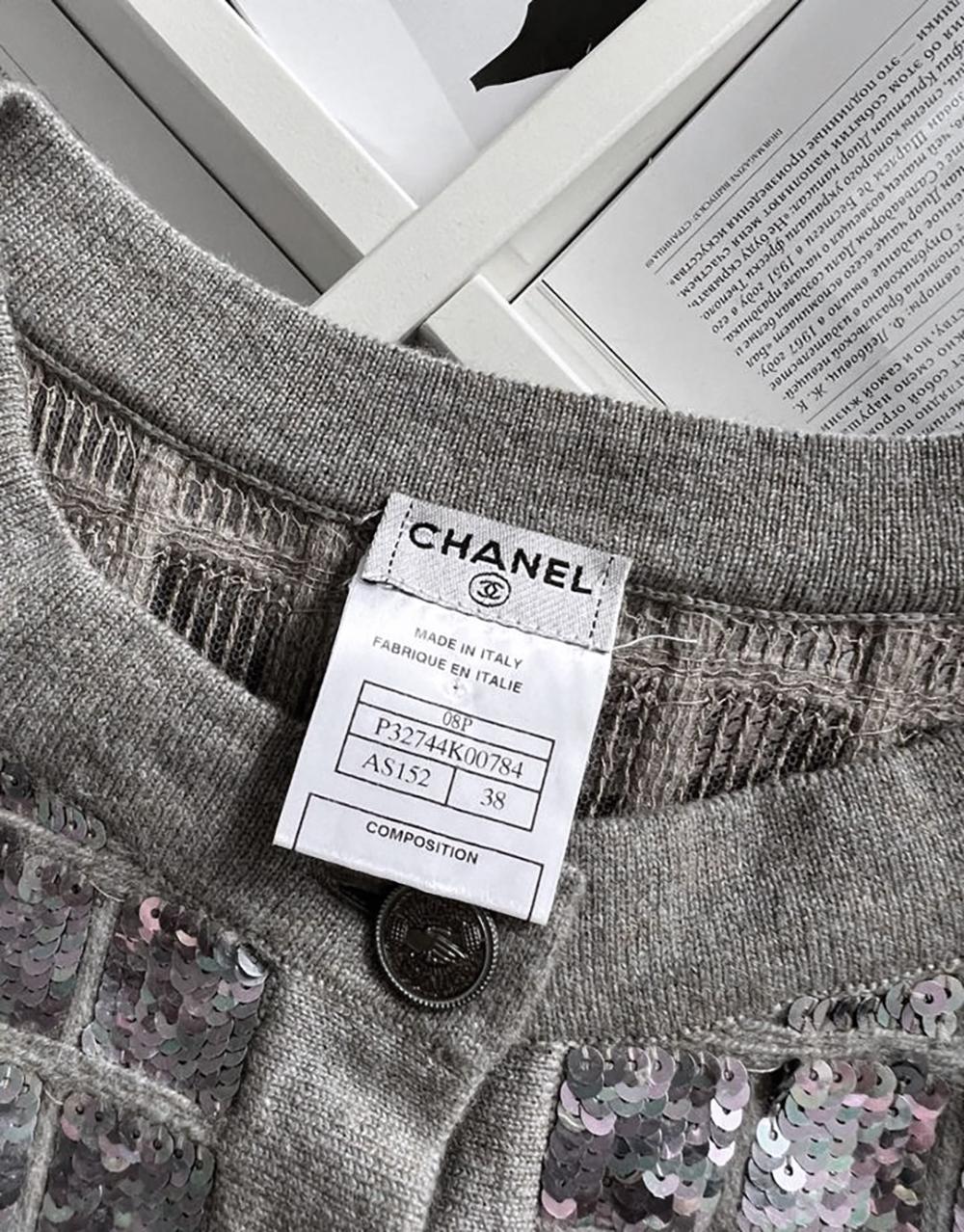 Chanel Shimmering Sequin Cashmere Jacket For Sale at 1stDibs