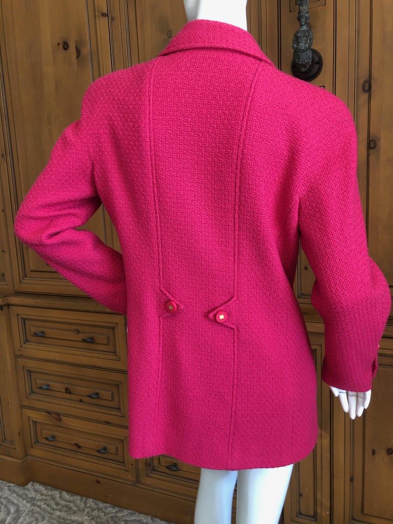 Chanel Shocking Pink Boucle Double Breasted Vintage Jacket For Sale at ...